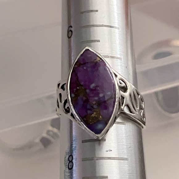 Jewelry | Sterling Silver Purple Turquoise Filigree Leaf Pattern Ring | Poshmark